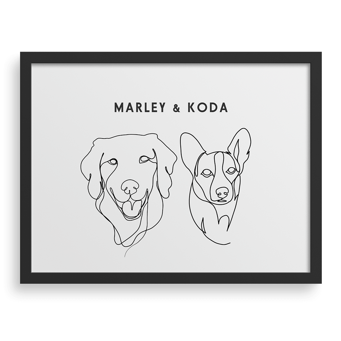 Custom Two Pet Line Drawing Portrait – West & Willow